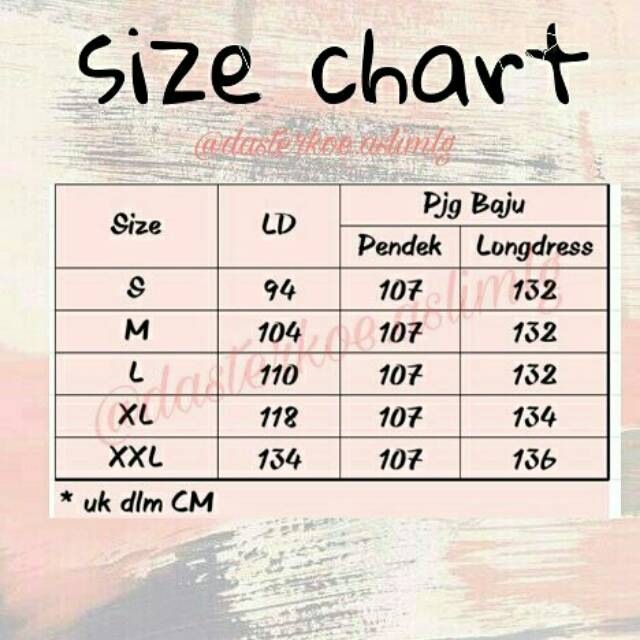 Jual FYI!! SIZE CHART!! Indonesia|Shopee Indonesia
