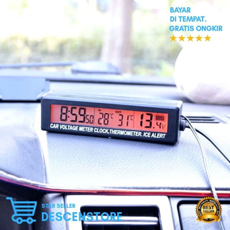 Jual Jam Digital LCD Mobil Dengan Thermometer Monitor - Black | Shopee ...