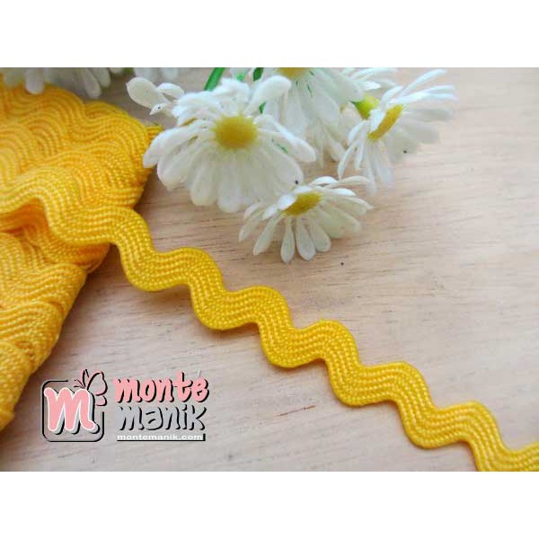Jual Renda Ricrac / Biku-biku Kuning Tua (RLN-015) | Shopee Indonesia
