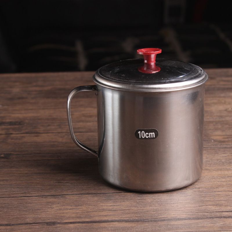 Jual Cangkir stainless steel aluminium 10cm dengan tutup | Shopee Indonesia