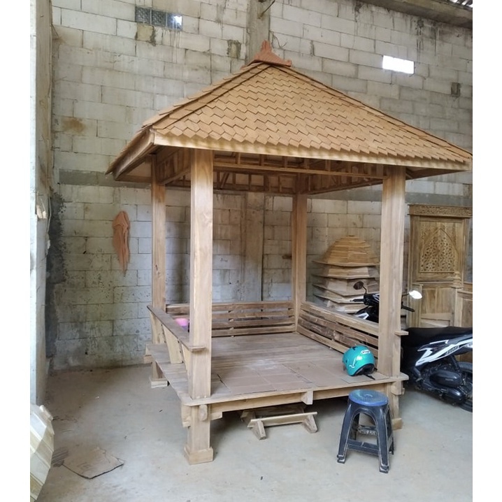 Jual GAZEBO KAYU | GAZEBO MINIMALIS | GAZEBO SAUNG TAMAN JATI | Shopee Indonesia