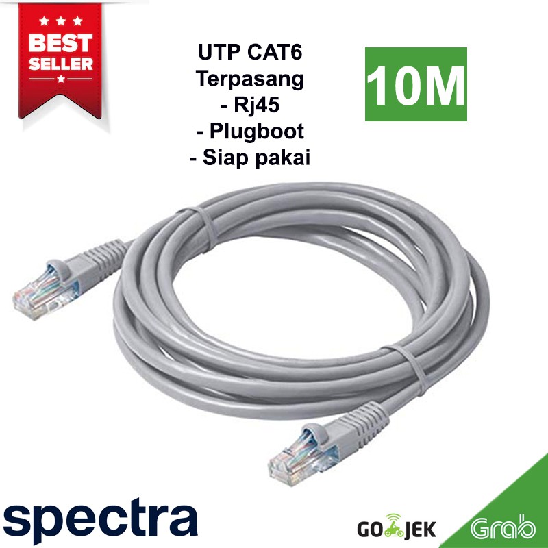 Jual KABEL UTP CAT 6 10 METER TERPASANG RJ45 DAN PLUGBOOT SIAP PAKAI ...