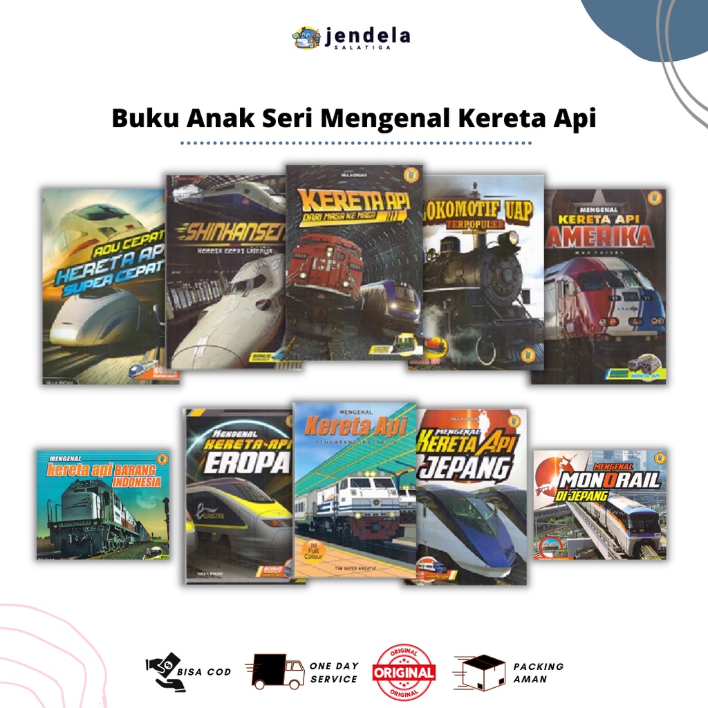 Jual Buku Anak Seri Mengenal Transportasi Kereta Api, Kereta Api Barang, Monorail, Lokomotif Uap ...