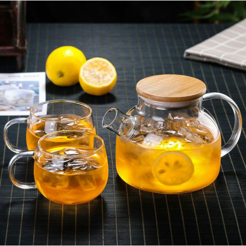 Jual Teko Kaca Dengan Tutup Bambu Tahan Panas Glass Tea Pot Pitcher ...