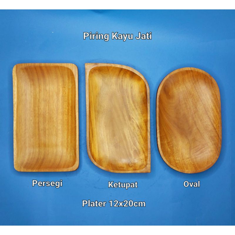 Jual piring kayu/piring saji/piring sushi/piring kayu jati 12x20cm ...