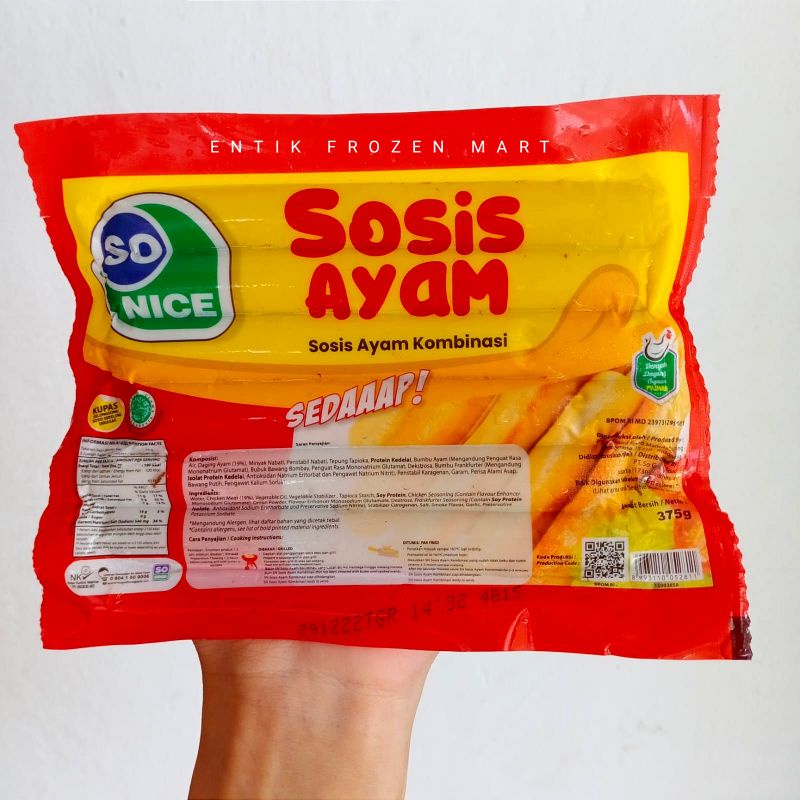 Jual So Nice Sosis Ayam Sonice 375gr (15 pcs) | Shopee Indonesia