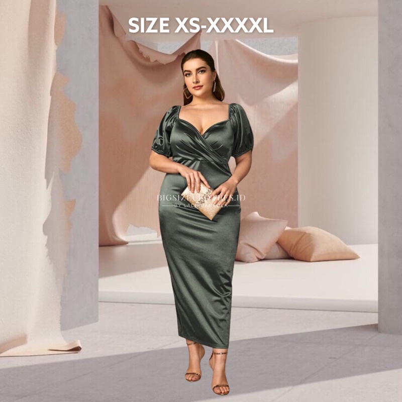 Jual JANE DRESS - Dress pesta satin wnita gaun party mewh elegant premium v neck wanita bodycon ...