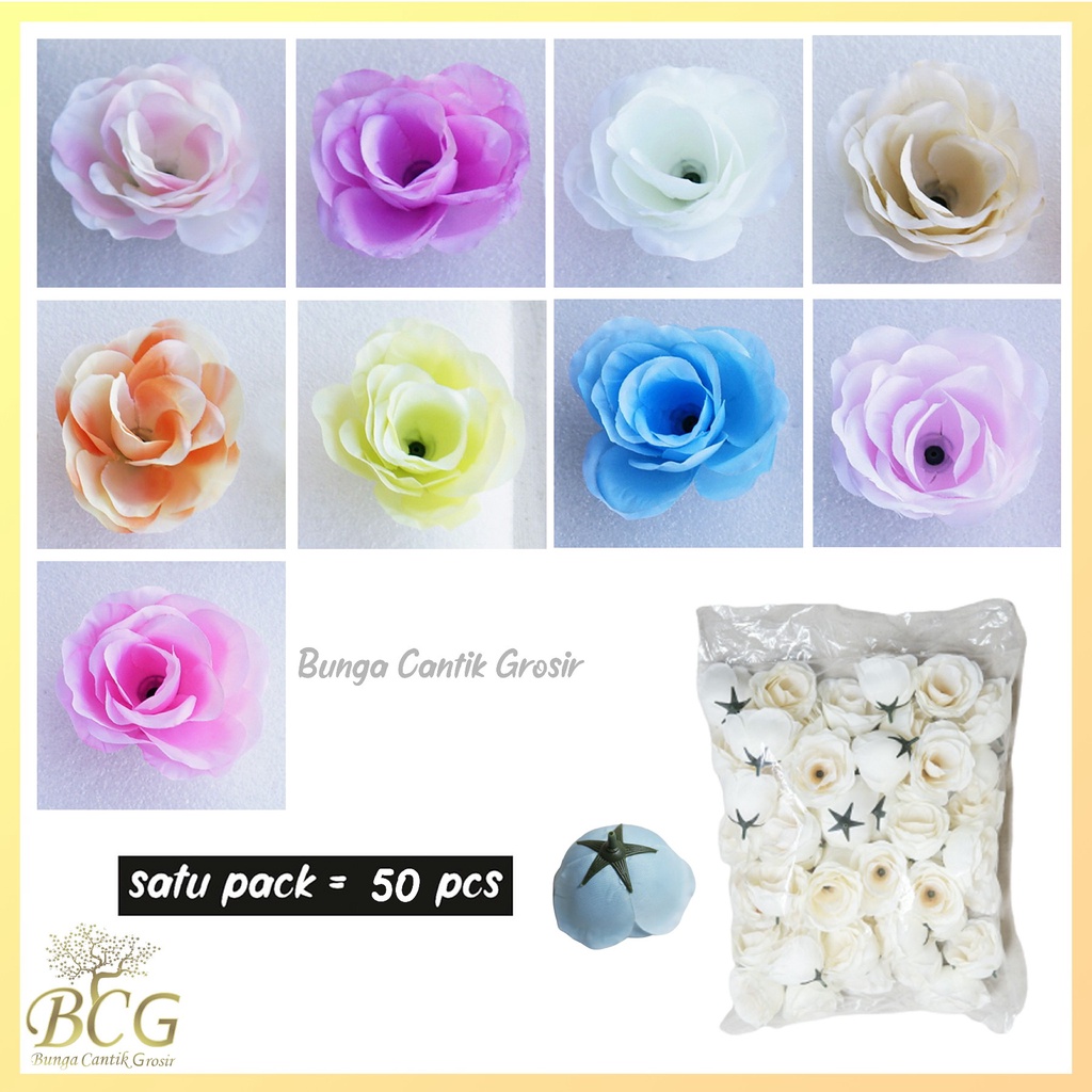 Jual Kuntum Bunga Rose Mangkok (1 Pack :50 pcs) Bunga Artificial ...