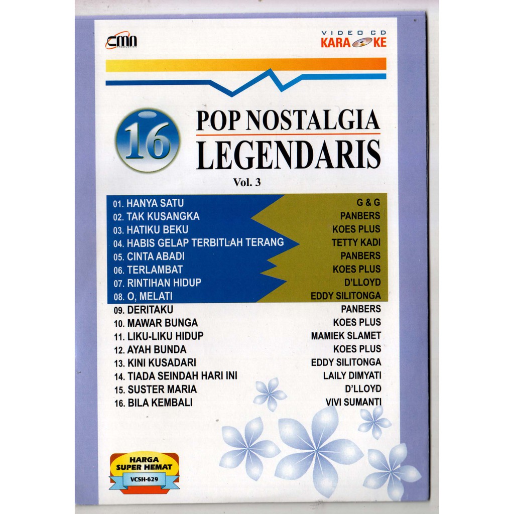 Jual VCD KARAOKE 16 POP NOSTALGIA LEGENDARIS VOL.3 HANYA SATU Indonesia|Shopee Indonesia