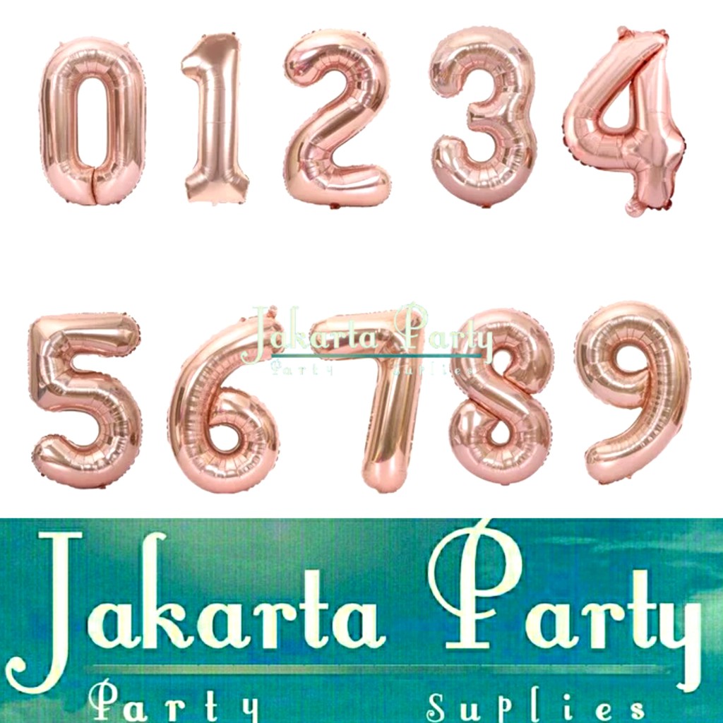 Jual Balon Angka Rose Gold 40 cm / Balon foil angka / Balon angka ...