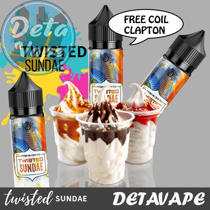 Jual LIQUID VAPE 60ML Twisted Sundae Liquid Ice Cream Sundae Emkay x TM ...