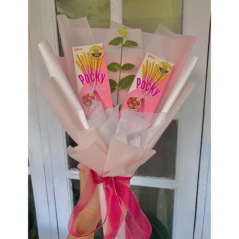 Jual Bucket pocky pink, bucket pocky murah, buket pocky, bouquet pocky ...