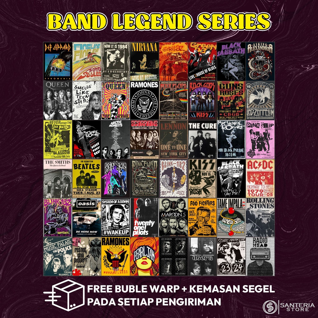 Jual Poster Dinding Aesthetic Variasi BAND LEGEND | Isi 48 Poster ...