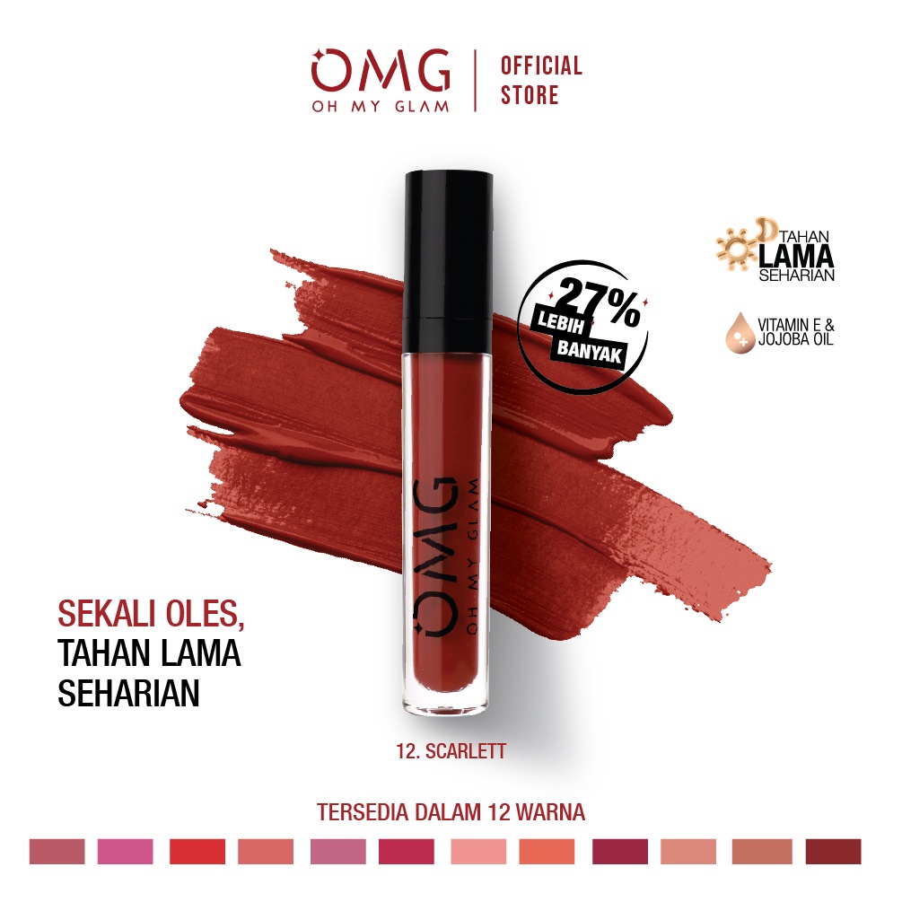 Jual OMG OH MY GLAM Matte Kiss Lip Cream 12 Scarlett 3.5 g - Lip Cream ...