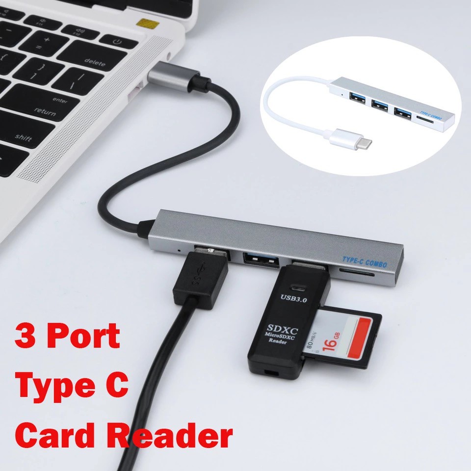 Type-C To 4 USB HUB Expander Ultra-Thin Mini Portable 4-Port USB 3.0 ...