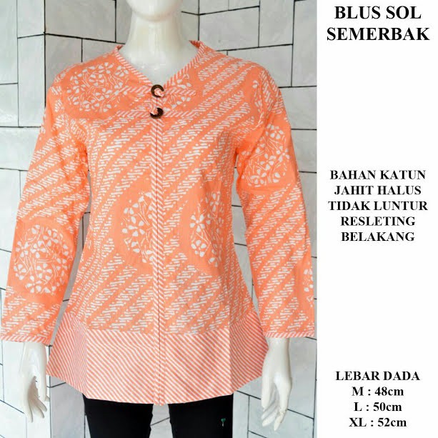 Jual Blus sol semerbak ORANGE / blouse batik / blus batik / batik ...