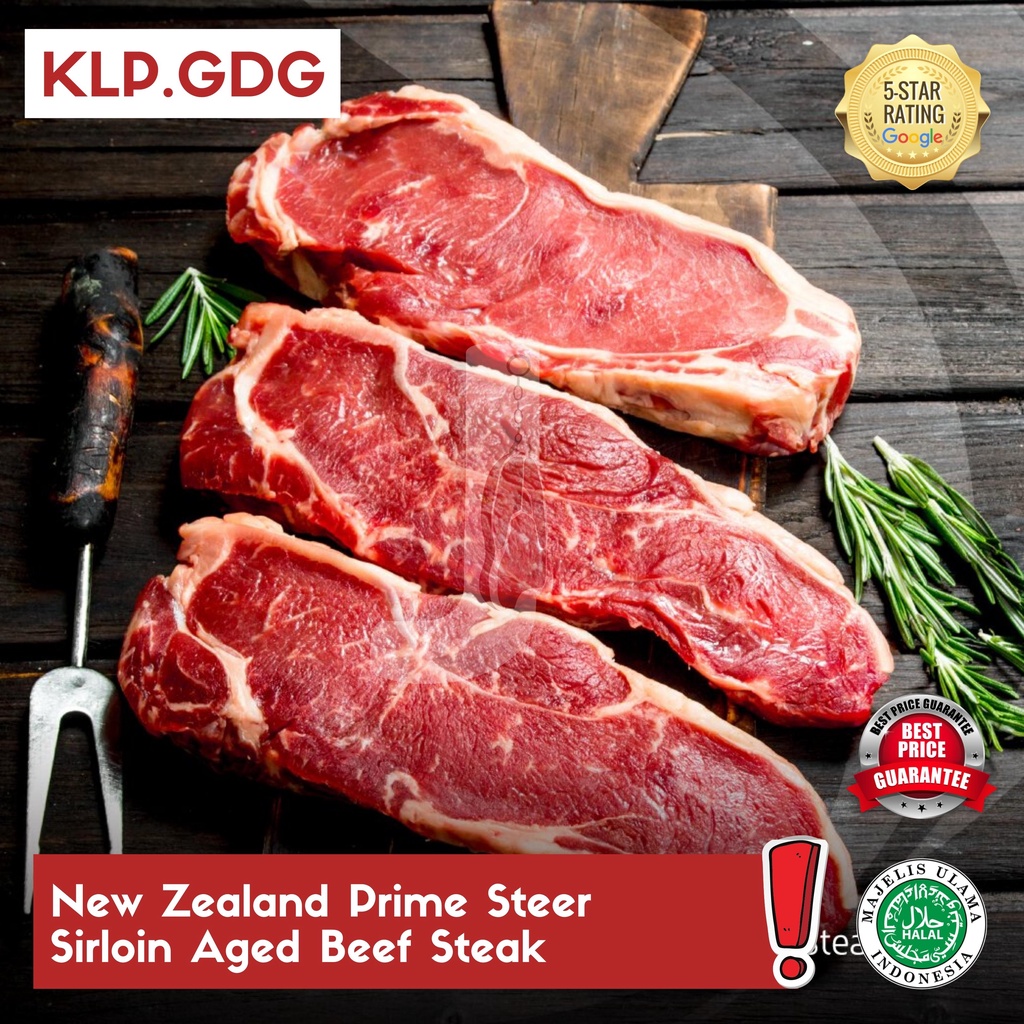 Jual New Zealand Prime Steer Sirloin Aged Beef Steak 200gr - KLP GADING ...
