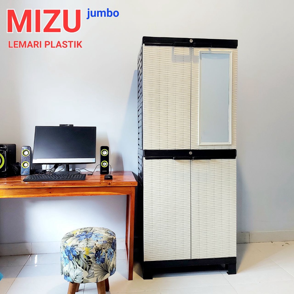 Jual LEMARI PLASTIK MIZU JUMBO 4 SUSUN PLUS KACA CERMIN LEMARI PAKAIAN ...