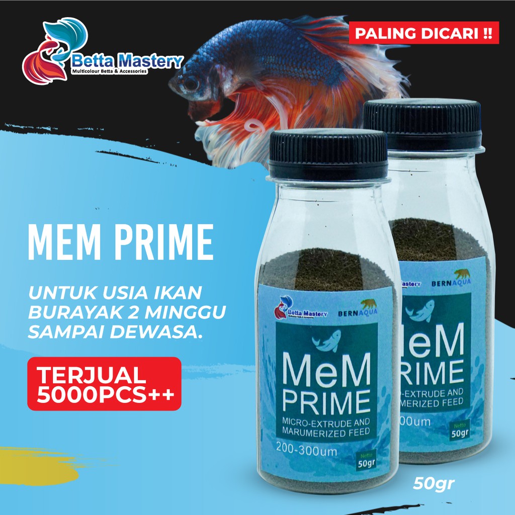 Jual HARGA GROSIR !!! PELLET MEM PRIME 50 GRAM PAKAN IKAN HIAS CUPANG ...