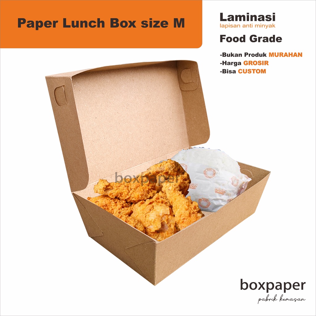 Jual Paper Lunch Box Size M 290gr Tebal Dan Tipis Craft Laminasi Kotak ...