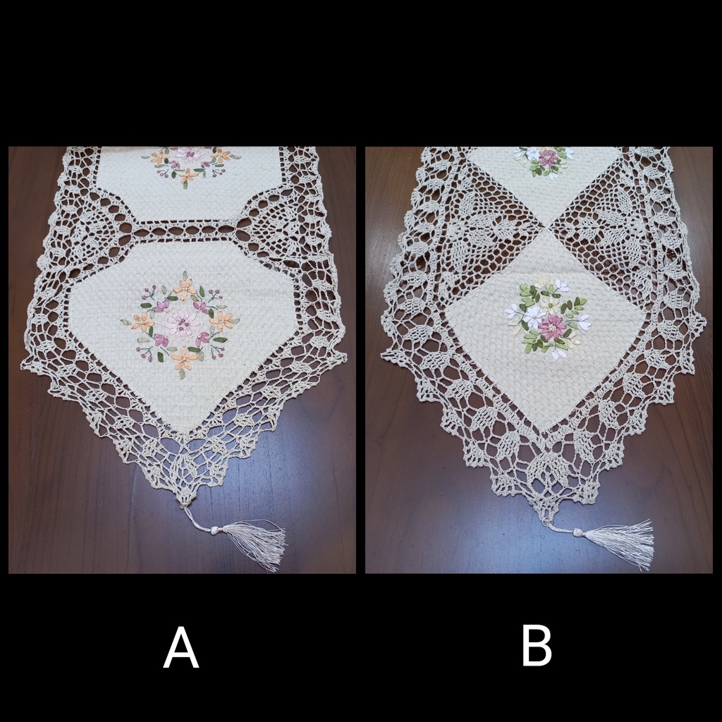 Jual BEST Taplak Meja Panjang Rajut Sulam Pita Rajutan Klasik Vintage ...