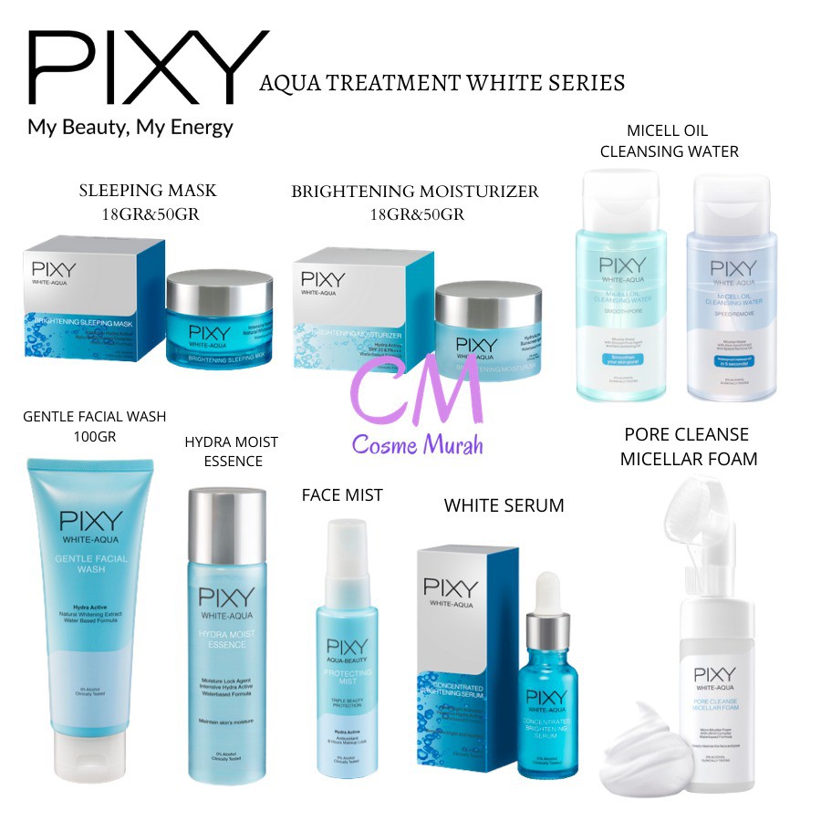 CM PIXY White Aqua Series | Facial Wash Day Night Essence Pixy Face ...