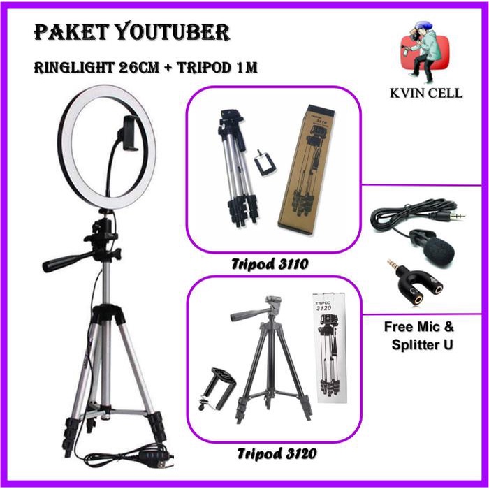 Jual Rl Kv Paket Best Live Streaming Tripod Ringlight Ballhead Mic ...