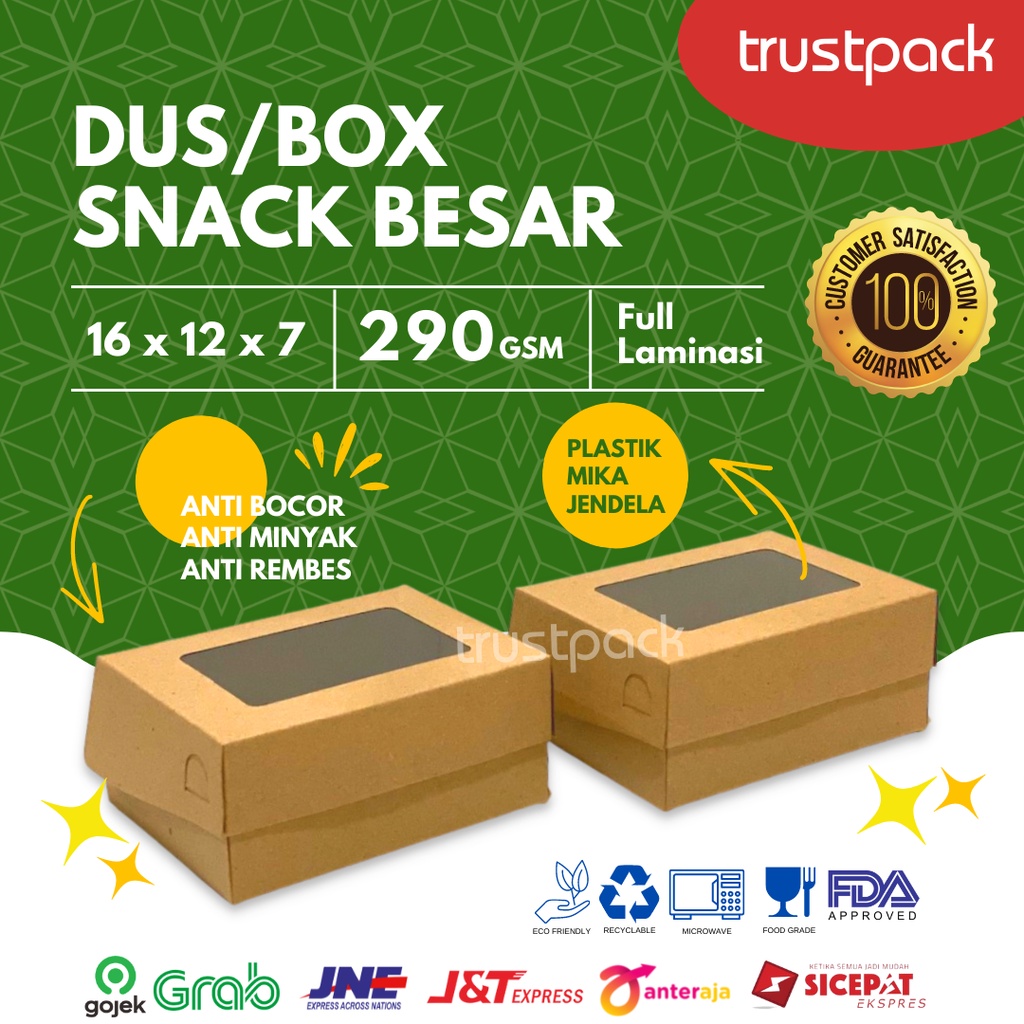 Jual DUS KUE 12X16 KRAFT / KOTAK KARDUS KUE / DUS SNACK / BOX SNACK ...