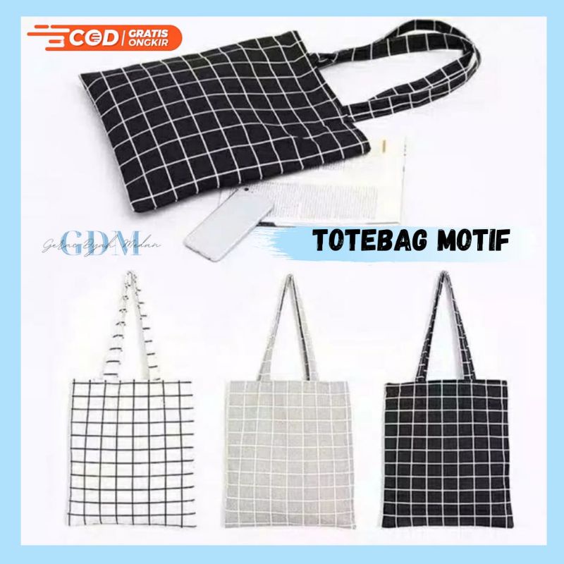 Jual Tas Totebag Tote bag Motif Square Kotak Kotak Tebal Fashion Wanita ...