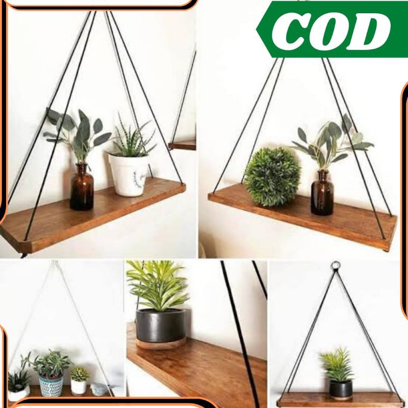 Jual AMTALI Ambalan Tali Kayu / Rak Gantung / Rak Hiasan Dinding ...