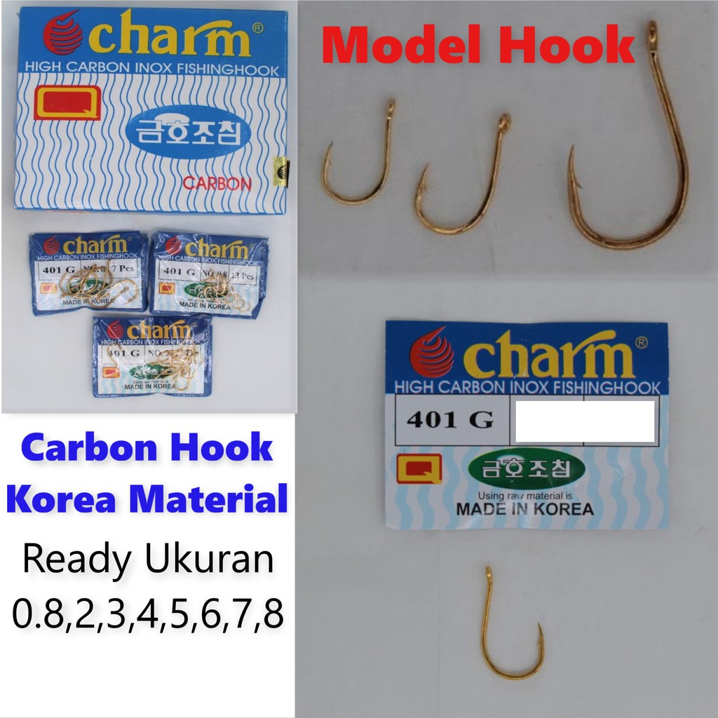 Jual Mata Kail Charm Kode 401 G (Gold Hook) Made In Korea | Shopee ...