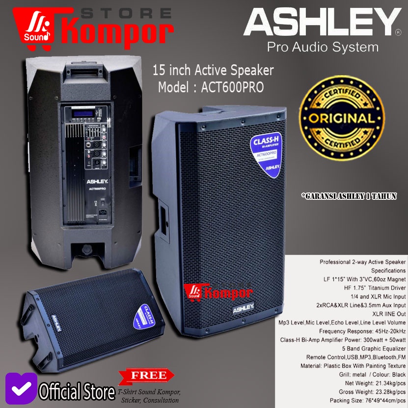 Jual SPEAKER ASHLEY ACT600PRO / ACT-600PRO 15 INCI AKTIF USB-BLUETOOTH | Shopee Indonesia