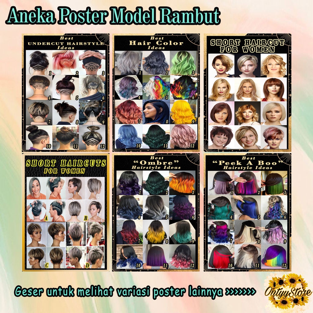 Jual Poster Model Potongan Rambut untuk Barbershop / Salon | Shopee ...