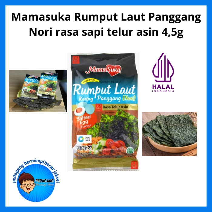 Jual Mamasuka Rumput Laut Panggang Nori Rasa Salted Egg 4,5g/ Nori ...