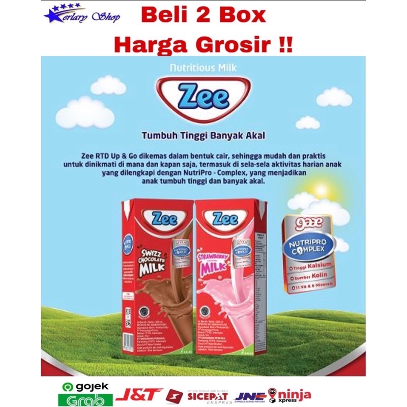 Jual Zee Liquid UHT Strawberry Milk Shake / Chocolate 200ml | Shopee ...