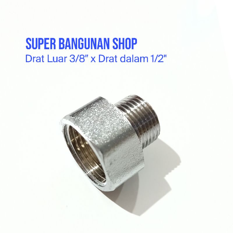 Jual Neple 3/8"x1/2" / Neple sok sambung Kuningan Drat luar 3/8" x drat dalam 1/2" / Nepel 3 ...