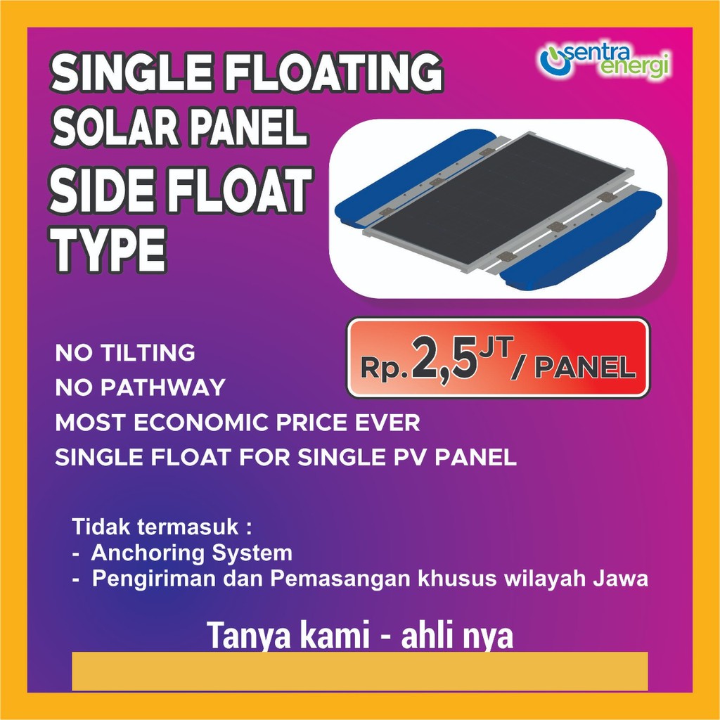 Jual SINGLE FLOATING SOLAR PANEL - SIDE FLOAT TYPE - PLTS TERAPUNG ...