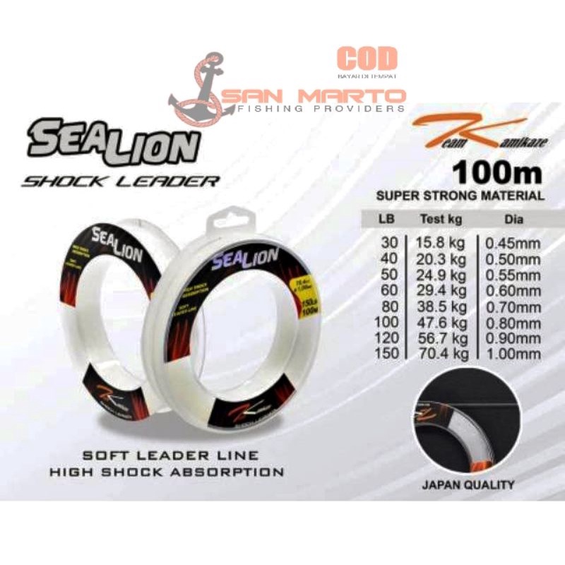 Jual Senar Kamikaze Sealion Leader White ,40 50 Lb Warna Clear 100m ...