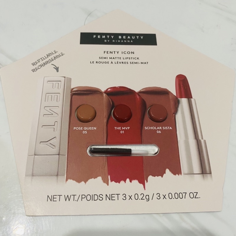Jual FENTY BEAUTY Fenty Icon Semi Matte Lipstick sample card | Shopee ...