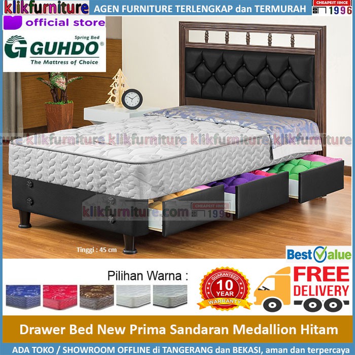 Jual Guhdo New Prima Drawer Bed Laci - Full Set Medallion Hitam - 120x200cm | Shopee Indonesia