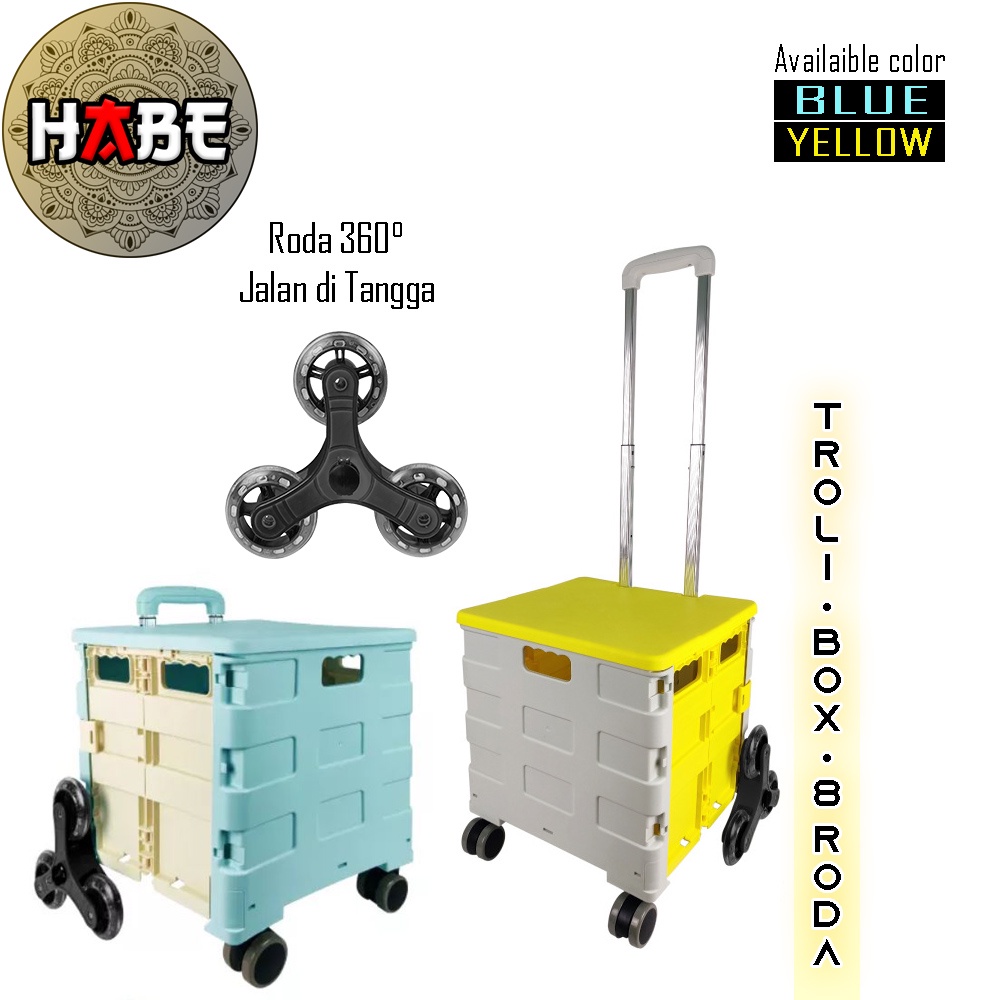 Jual HABE Troli Keranjang Lipat 8 Roda 360 Stair Climber Trolley Box ...