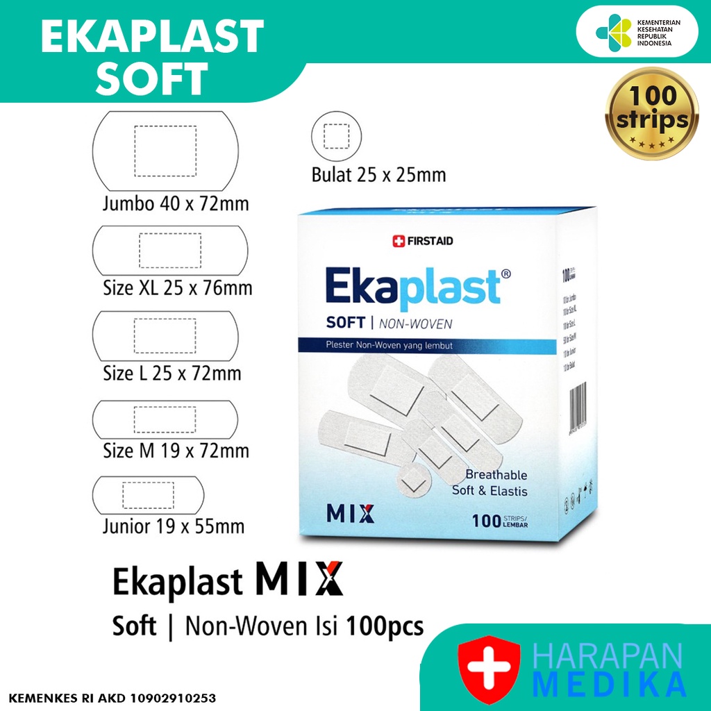 Jual Plester Luka Non Woven Ekaplast Soft Mix Onemed Box Isi 100 Strip ...