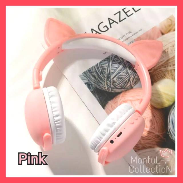 Jual Headset gaming Bluetooth Kucing Cat Ear Headphone, Wireless Stereo ...