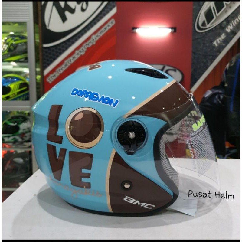 Jual Helm Half Face BMC Milan Doraemon Dorayaki Biru Pastel Coklat/Blue ...