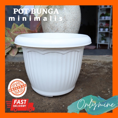 Jual Pot Bunga Plastik Besar 30 dan 35 GBL Cemara Warna Putih - Pot ...