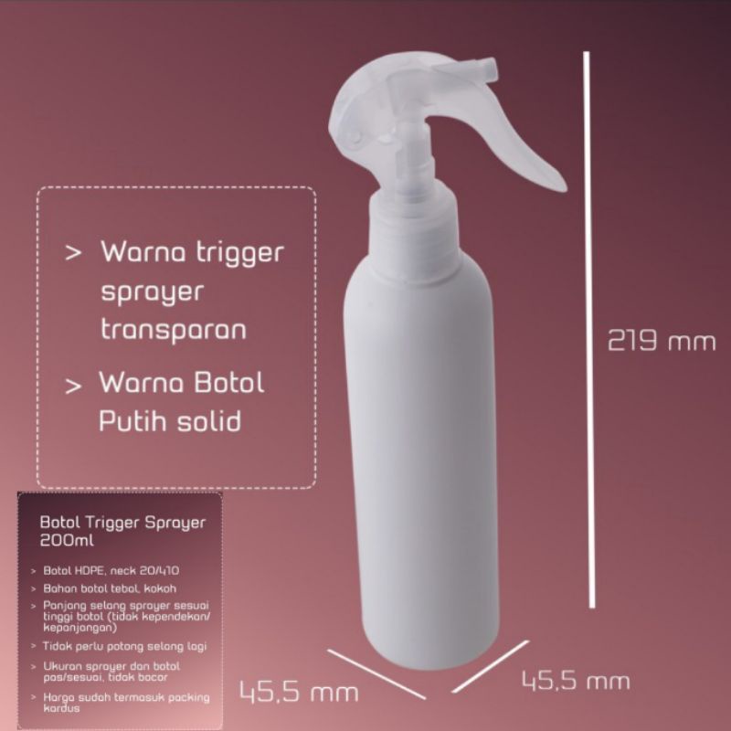 Jual Botol Trigger Spray 200 ml Botol Putih Trigger Spray Transparan ...