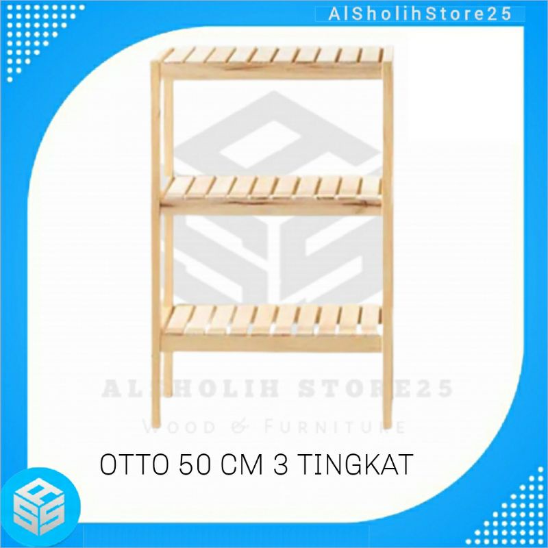 Jual Wooden Shelf 50 Cm 3 tingkat / Otto Wooden Shelf /Rak Serbaguna ...