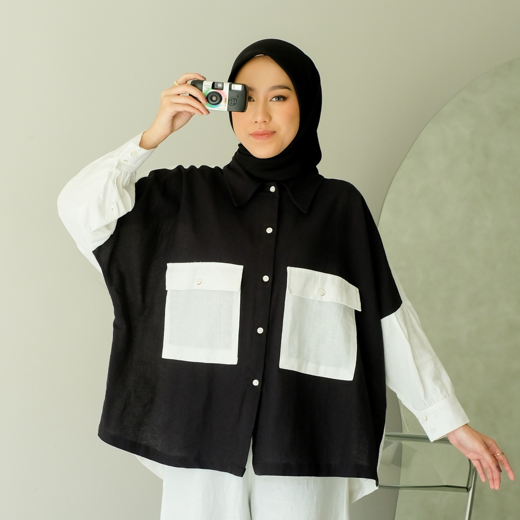 Jual Lozy Hijab - Hooja Shirt (Kemeja Saku Linen) | Shopee Indonesia