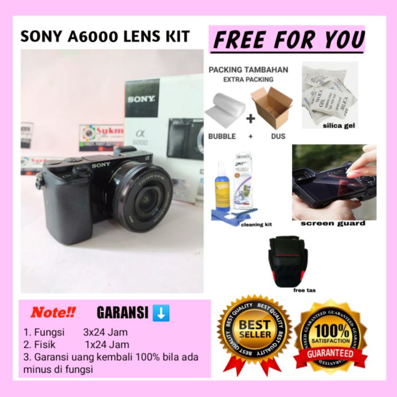 Jual SONY A6000 Lensa kit 16 50mm BLACK WHITE SILVER SERIES Siap pakai ...