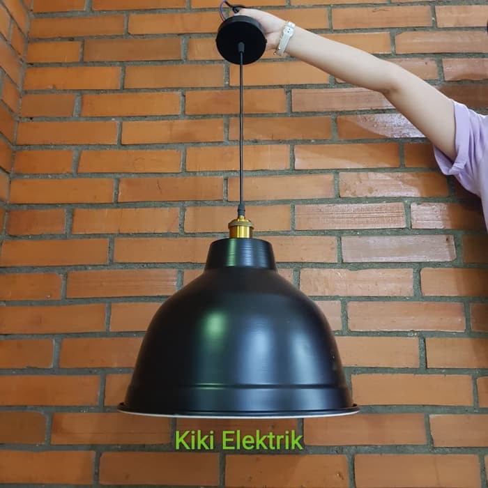 Jual Kap Lampu Gantung Hitam Diameter 38 cm ( Bahan Aluminium ) Fiting ...